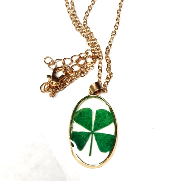Jewelry | Real Dried Four Leaf Clover Flower Clear Resin Pendant ...